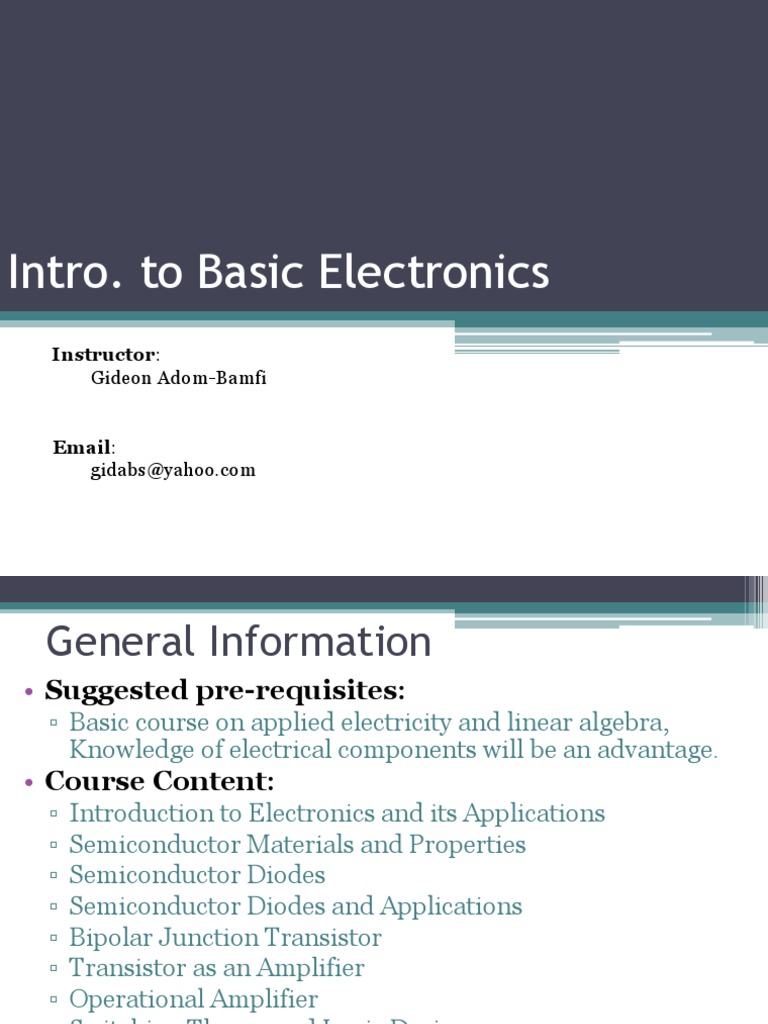 Introduction To Basic Electronics | PDF | Inductor | Electric Power