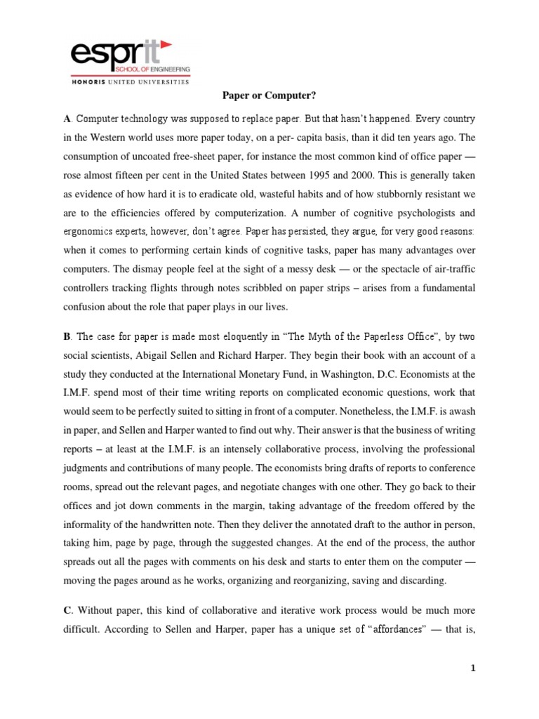 TEXT1 Paper or Computer | PDF