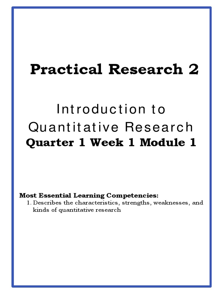 PRACTICAL RESEARCH 2 - Q1 - W1 - Mod1 | PDF | Quantitative Research ...