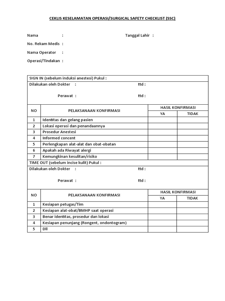 Ceklis Keselamatan Operasi | PDF