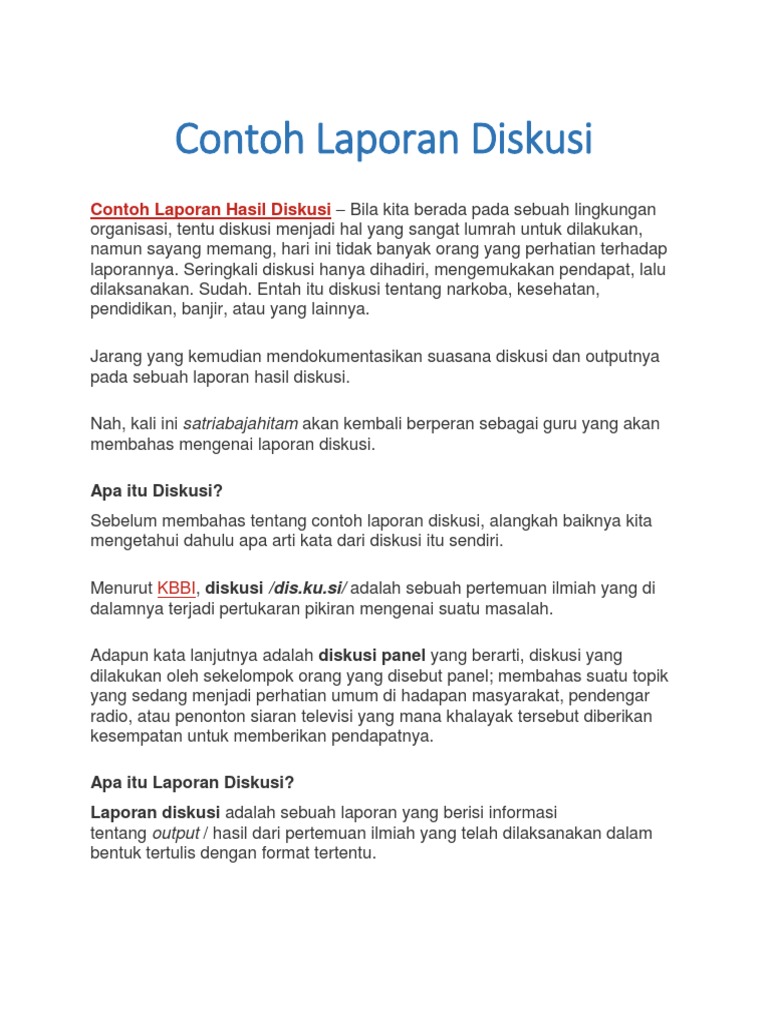 Contoh Laporan Hasil Diskusi Secara Leng | PDF