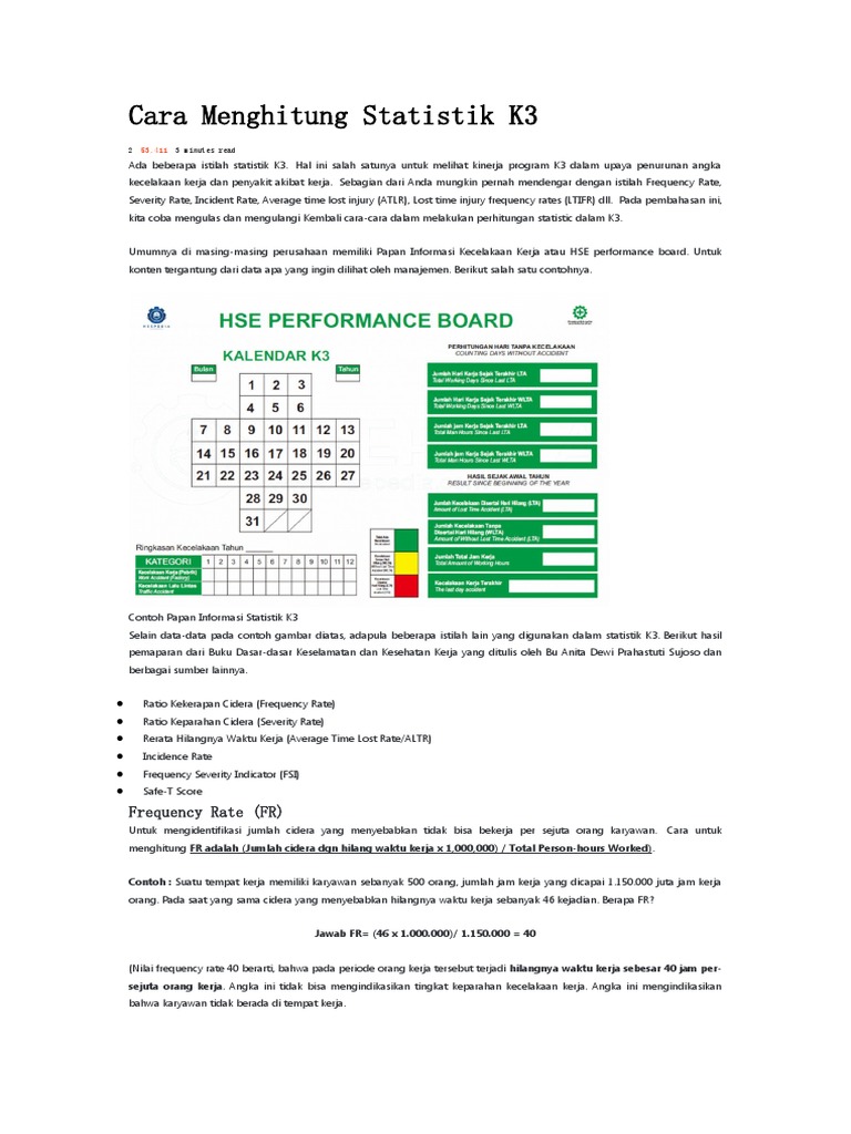 Cara Menghitung Statistik K3 | PDF
