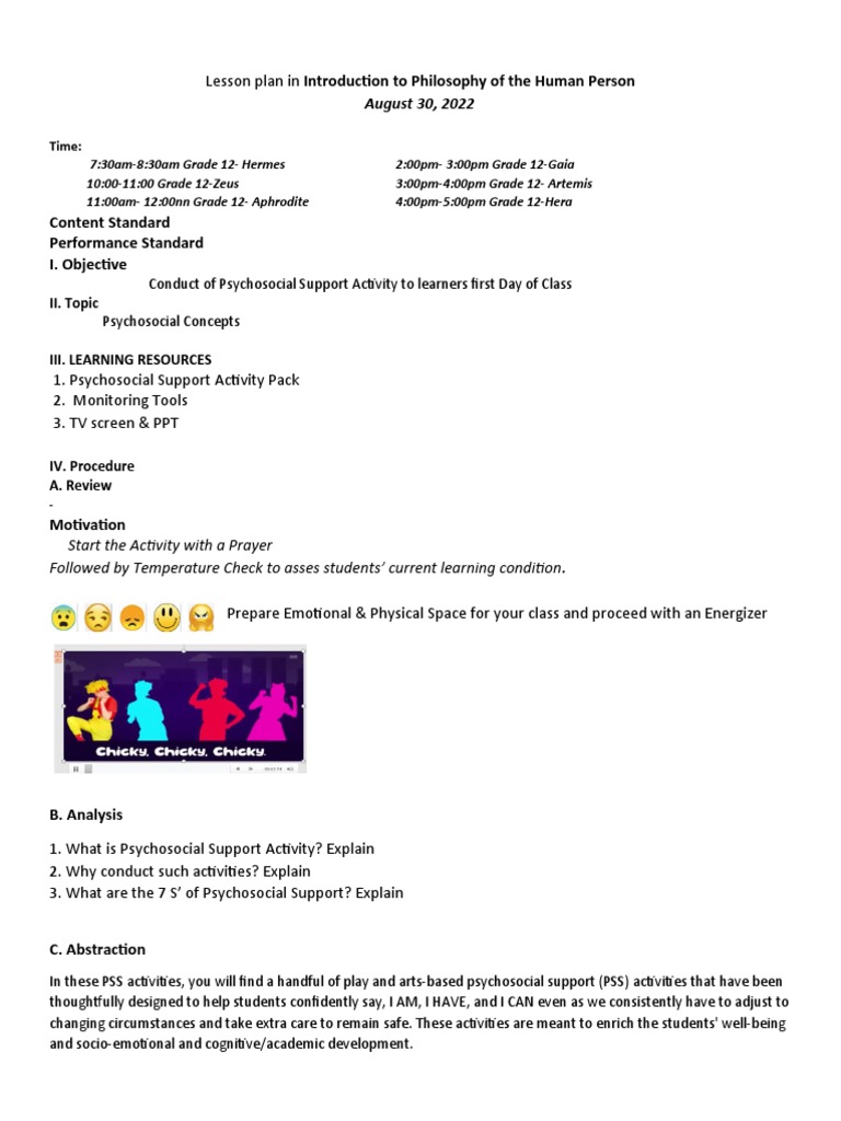Content Standard Performance Standard I. Objective: August 30, 2022 | PDF