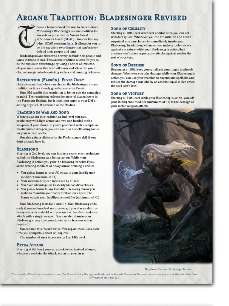 Wizard - Bladesinger Revised - GM Binder | PDF | Dungeons & Dragons ...