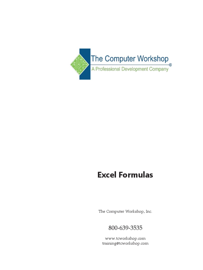 Excel Formulas: The Computer Workshop, Inc | PDF | Database Index | Computing