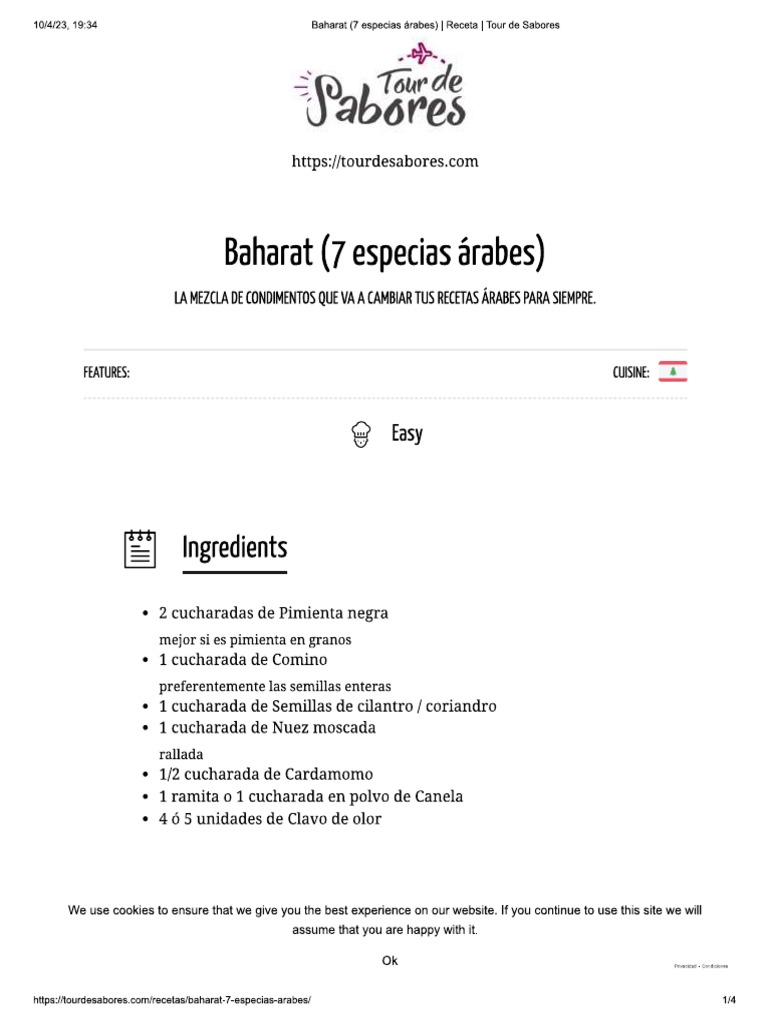 Baharat 7 Especias Arabe | PDF