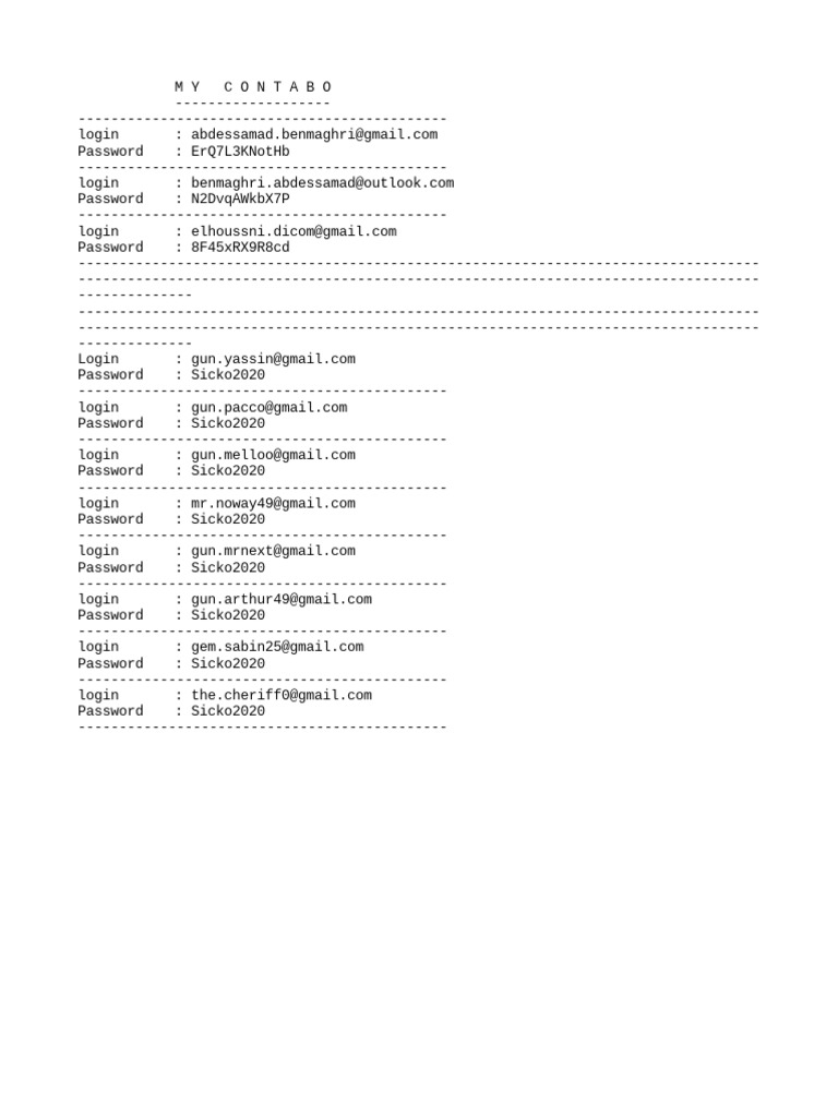 Email Logins and Passwords List | PDF