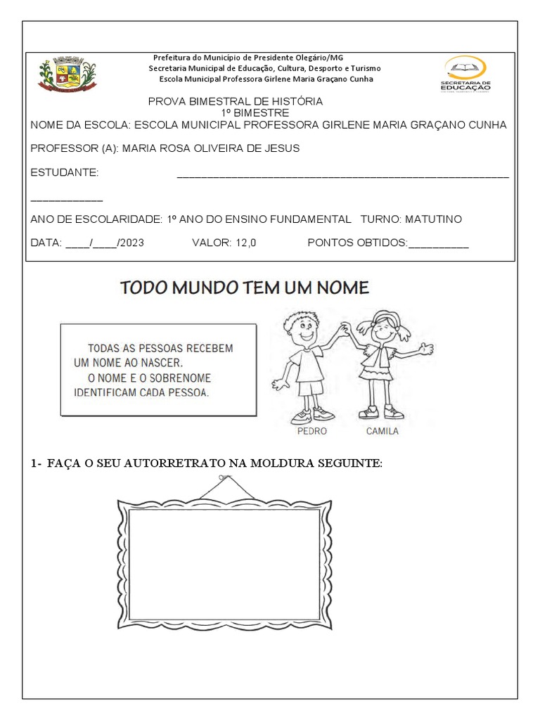 Prova De História Pdf