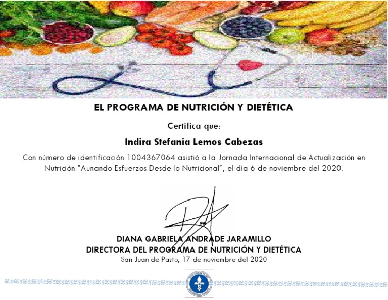 El Programa de Nutrición Y Dietética: Certifica Que | PDF