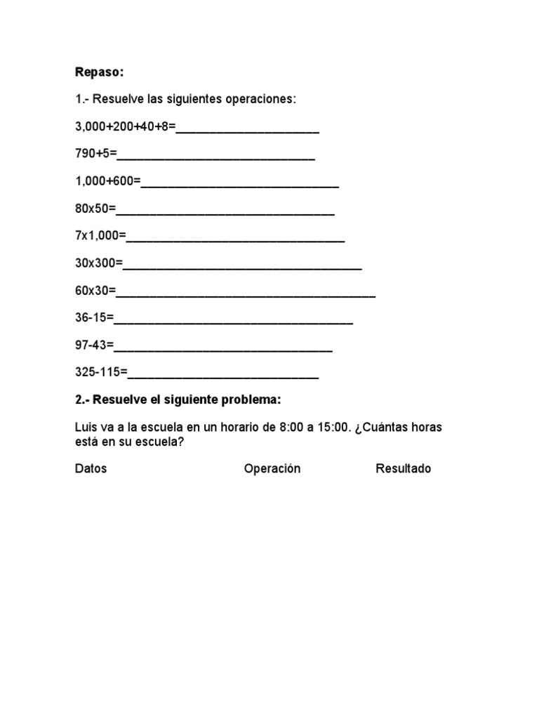 Repaso MATEMATICAS | PDF