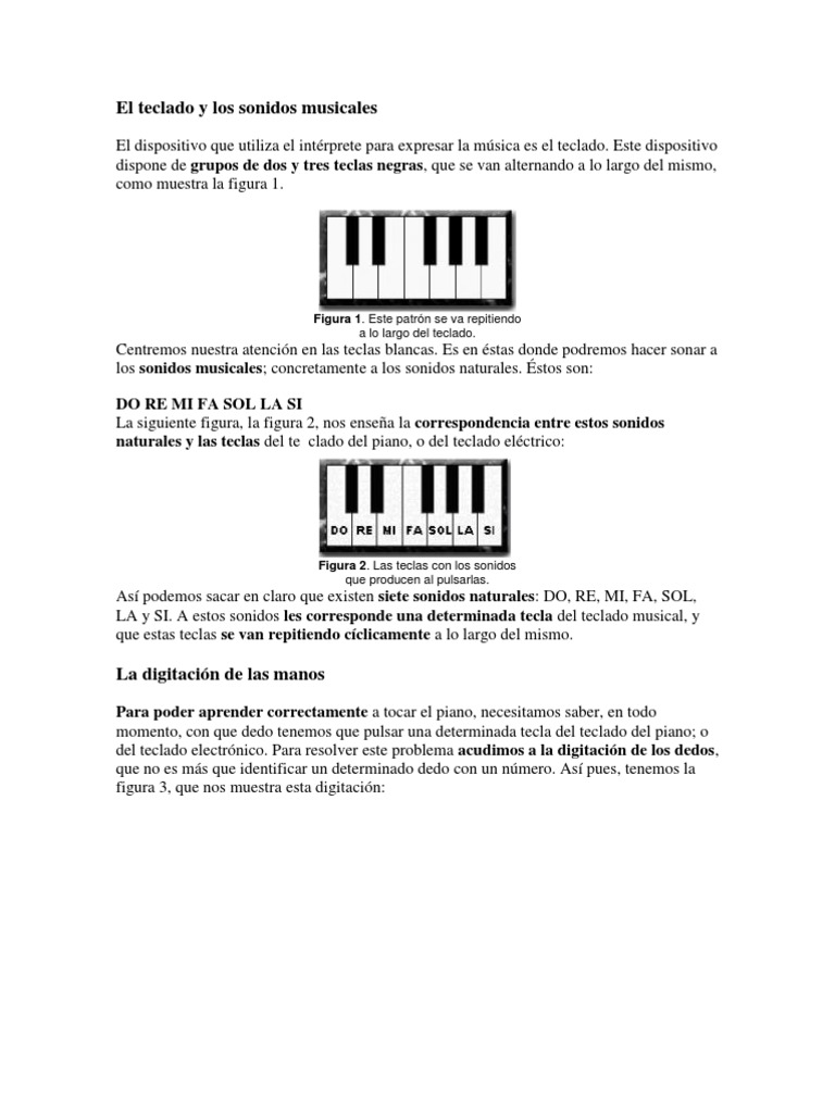 Sonidos y Notas en Teclados de Piano | PDF | Clave | Piano
