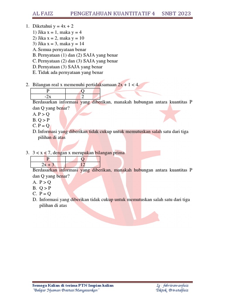 PENGETAHUAN KUANTITATIF PART 4 Up | PDF