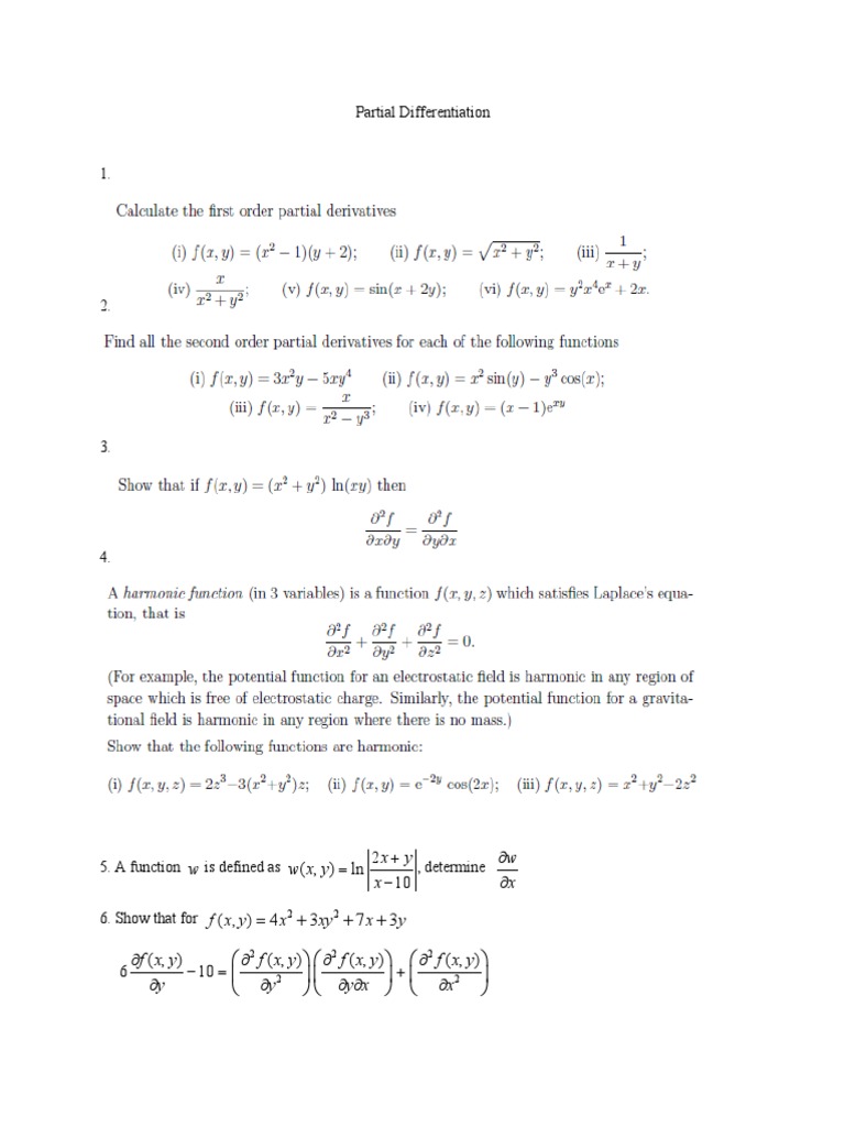 Partial Differentiation: W Xy Wxy X W X Fxy X Xy X y Fxy Fxy Fxy Fxy y ...