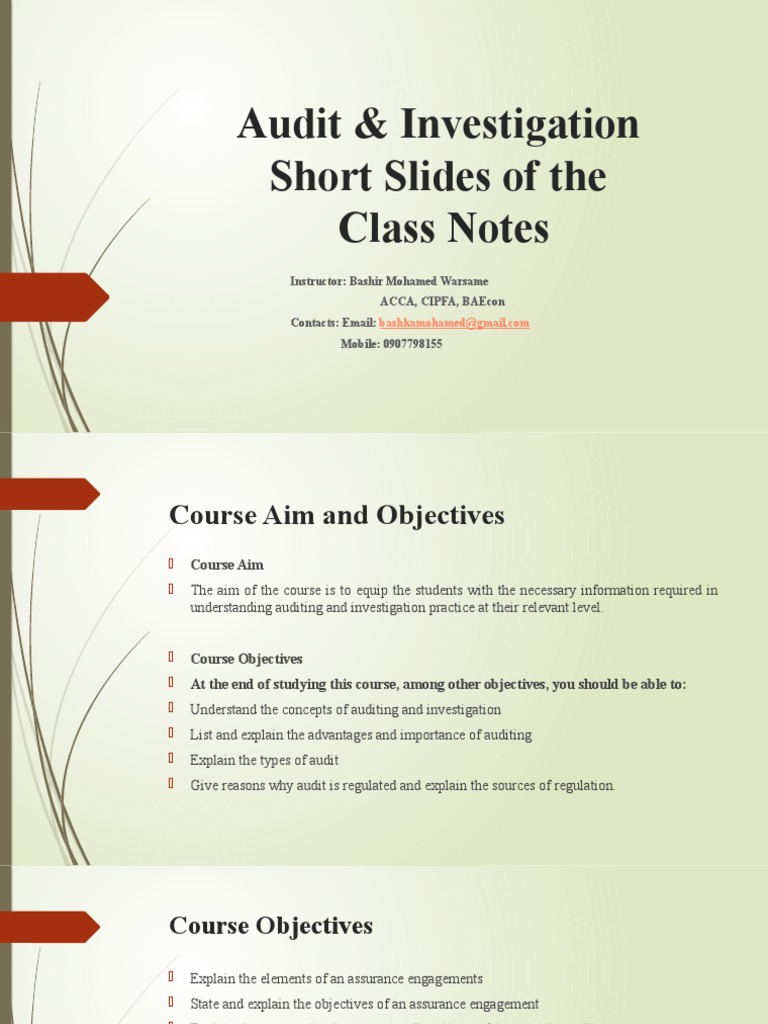Audit 0 Investigation Presentation Module 1 To 3 | PDF | Financial Audit | Audit