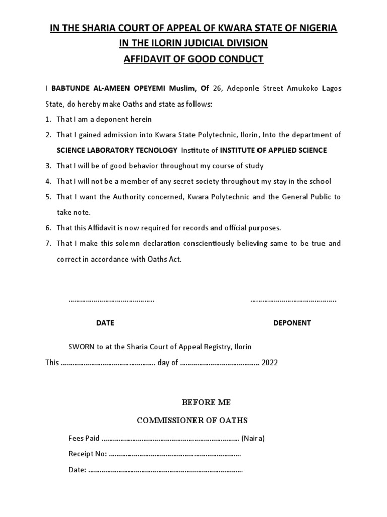 OATH | PDF | Affidavit | Legal Documents