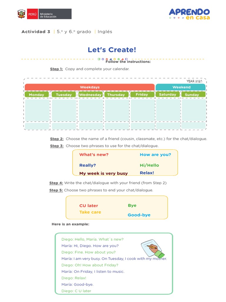 Let's Create!: 5. Y6. Grado Inglés | PDF