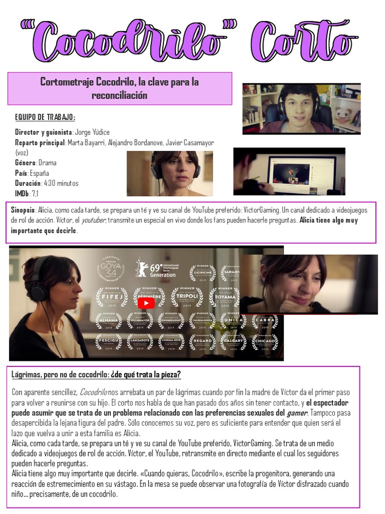 Cortometraje Cocodrilo PDF Ficha de Resumen | PDF