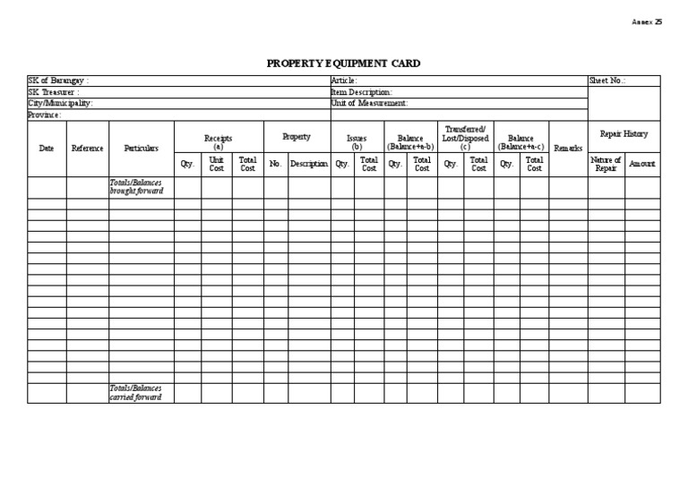 Property Equipment Card | PDF