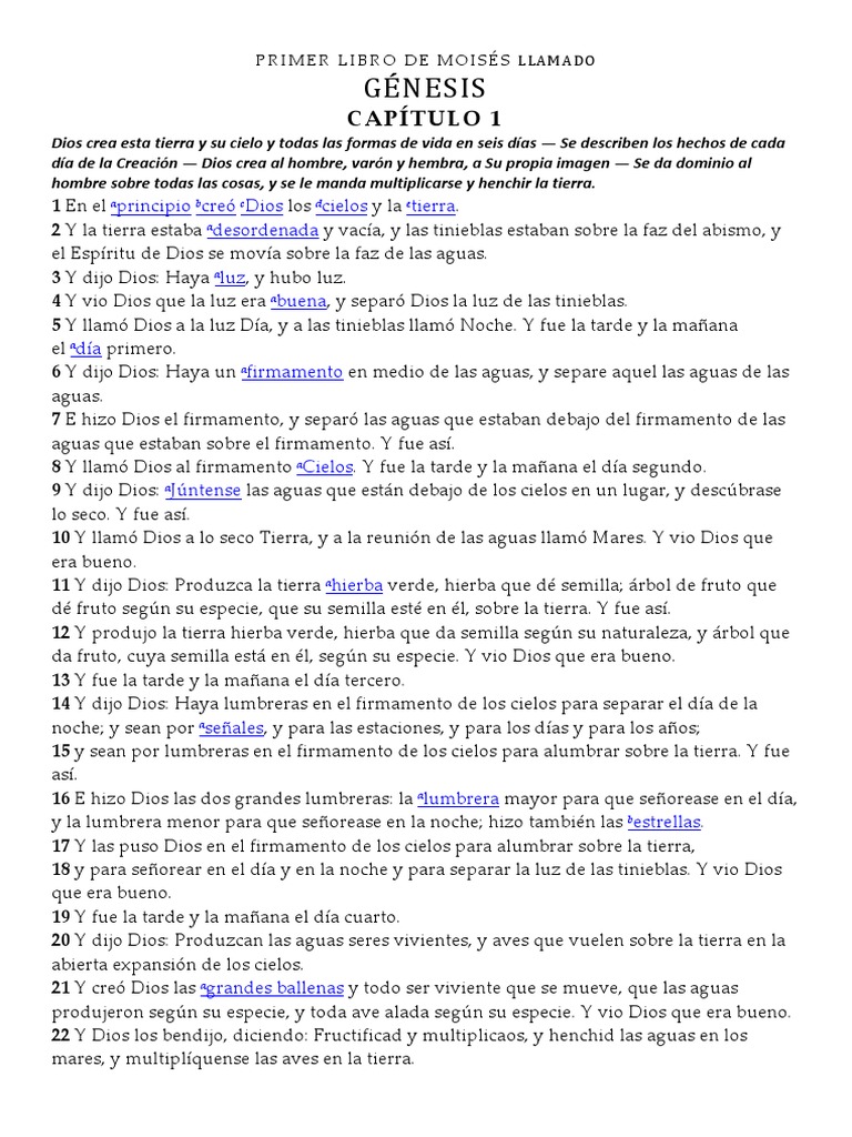 Primer Libro de Moisés Llamado Genesis Cap 1,2 y 3 | PDF | Adán y Eva ...