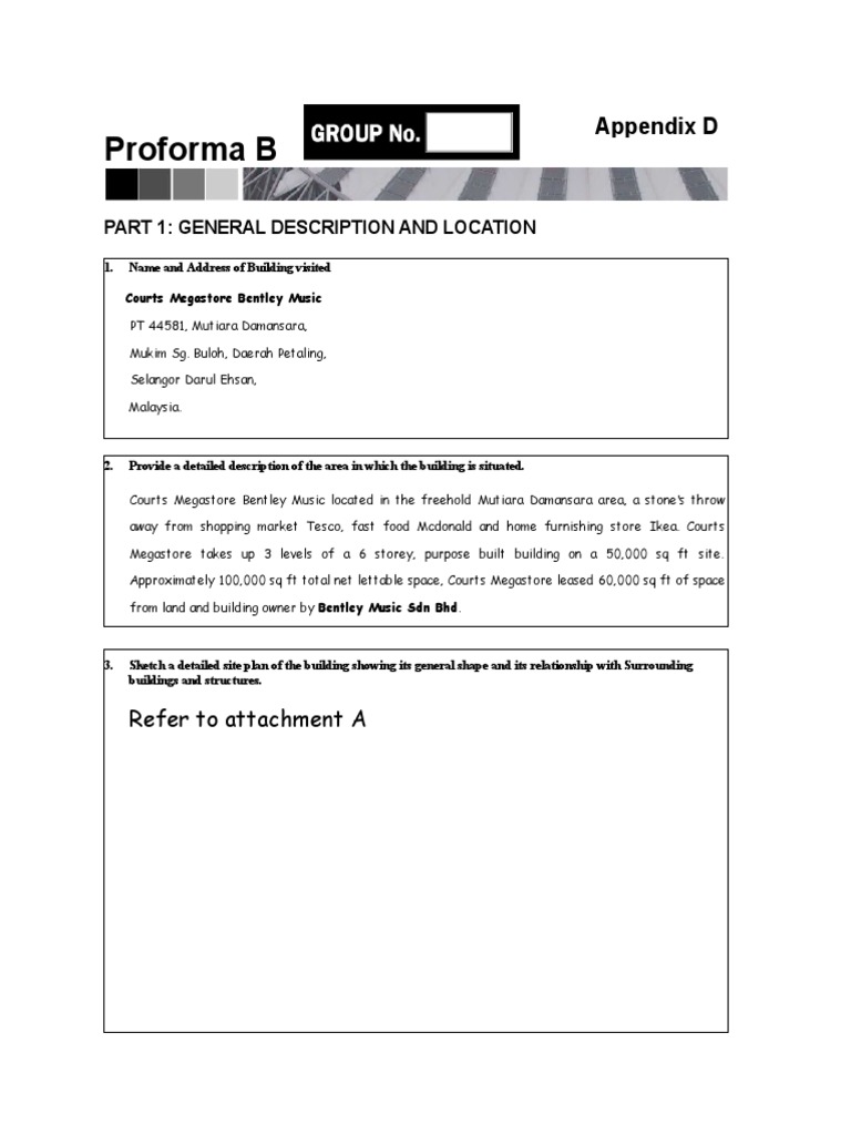 Proforma B: Appendix D | PDF | Materials | Building Engineering