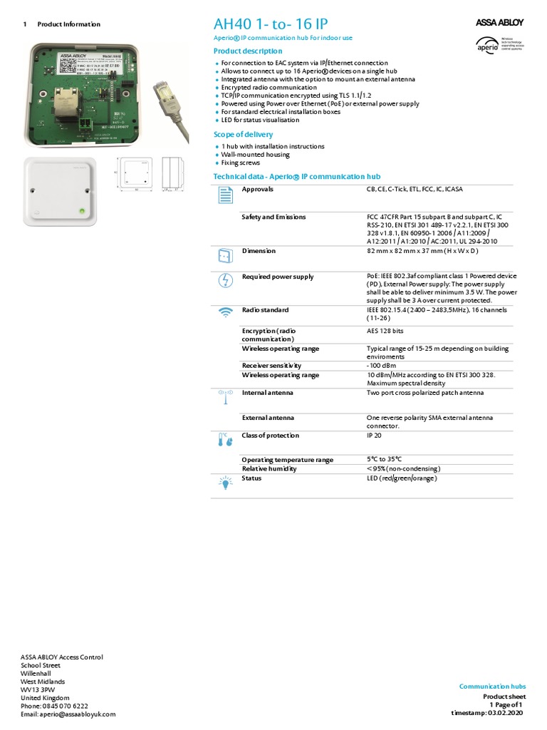 PDF Product - Sheet AH40 - 1 To 16 - IP | PDF | Electricity ...