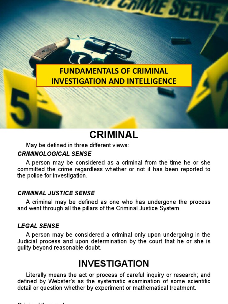 Fundamentals of Criminal Investigation and Intelligence | PDF ...