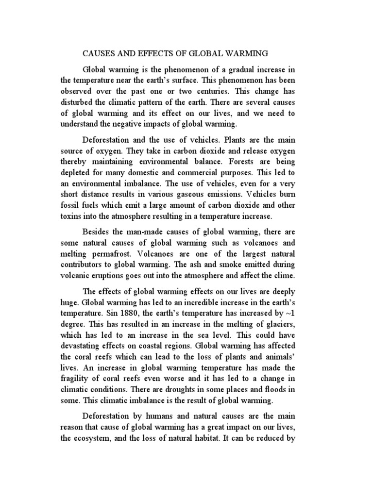 CAUSES AND EFFECTS OF GLOBAL WARMING | PDF