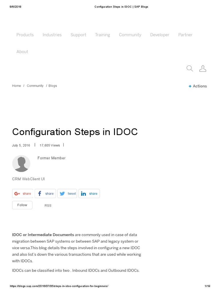 Configuration Steps in IDOC - SAP Blogs | PDF | Parameter (Computer Programming) | Information ...
