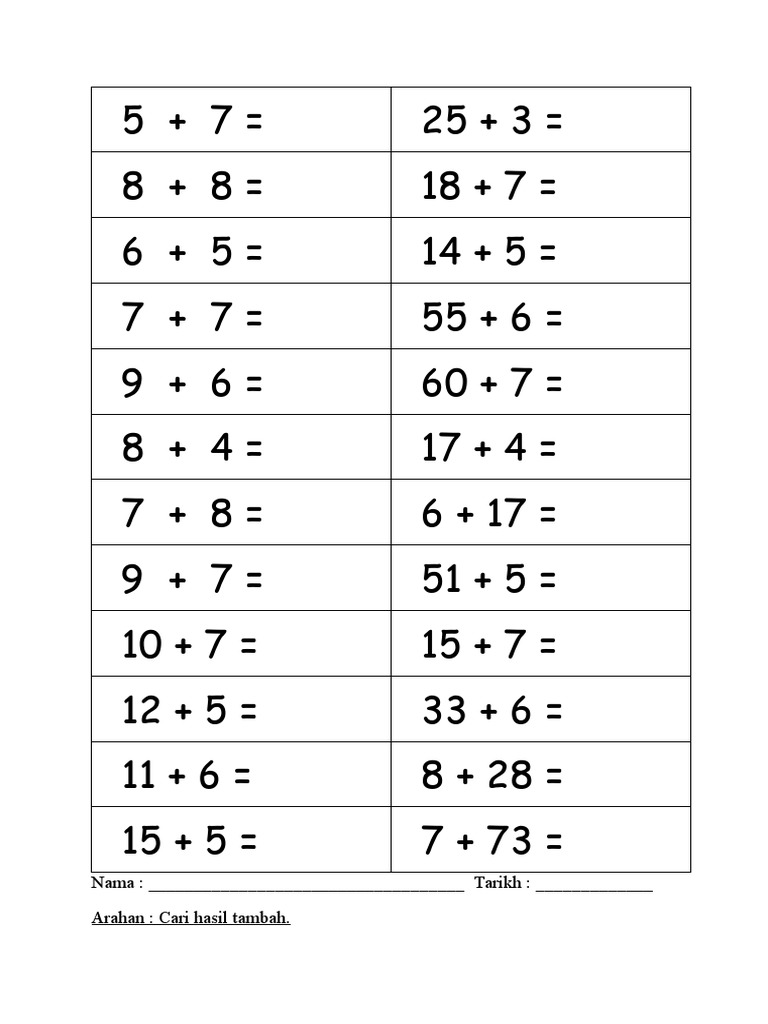 Math addition practice worksheet | PDF