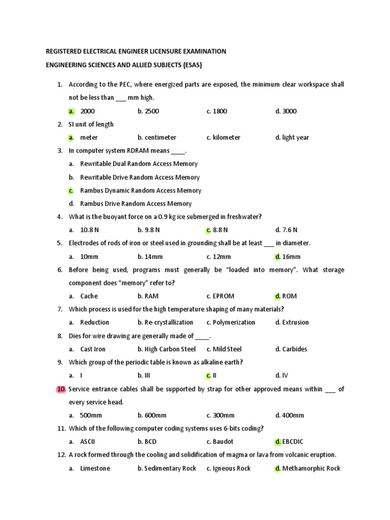 Ree April 2018 Esas Answered 1 | PDF | Computer Data Storage | Acceleration