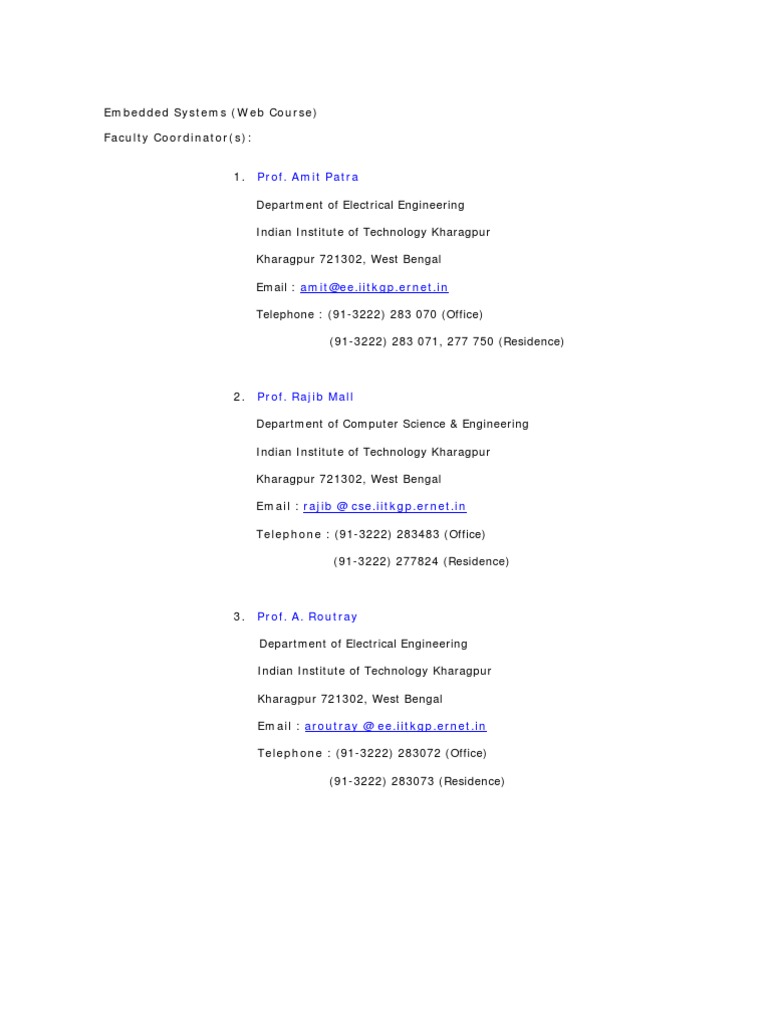 Embedded Systems Web Course Faculty Coordinators 1 Prof Amit Patra Pdf 