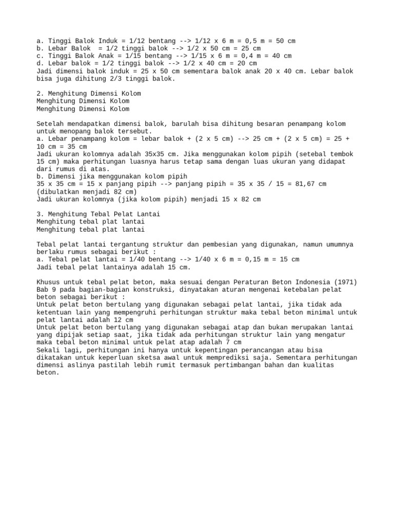 Kolom Balok | PDF | Griya & Taman | Teknologi & Rekayasa