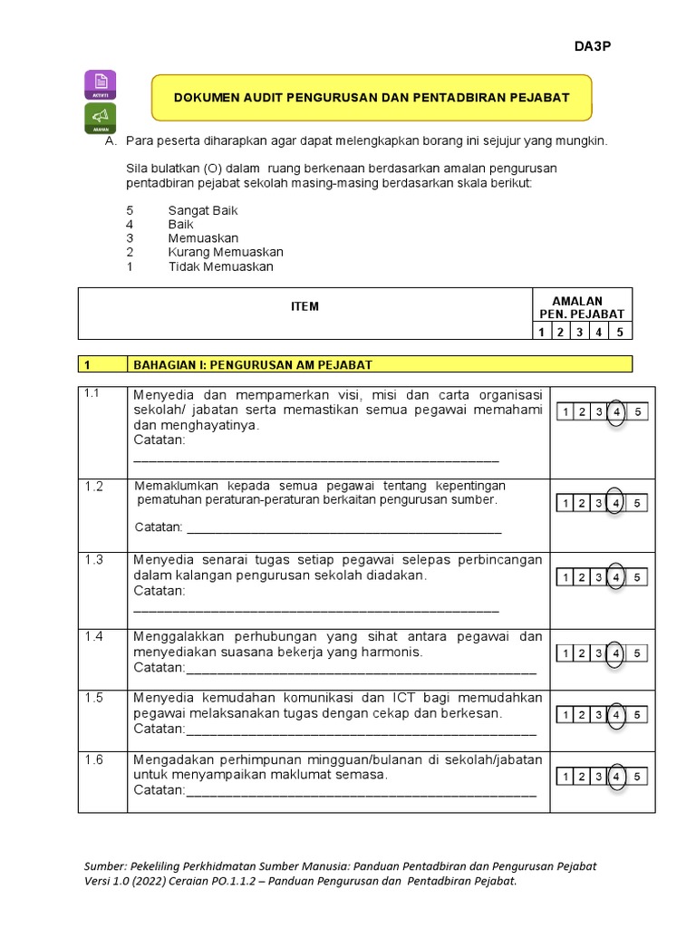 1. Dokumen Audit Pengurusan Pentadbiran Pejabat(DA3P) NPQEL 2023 (1) (2 ...