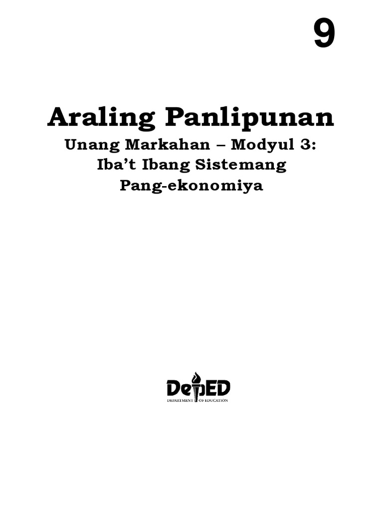 Ap9 Q1 M3 Iba Tibangsistemangpangekonomiya Week 5 Pdf