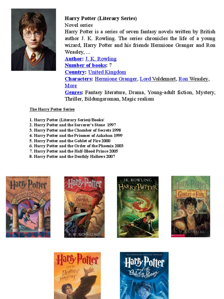 Harry Potter (Literary Series) : Author Number of Books Country ...