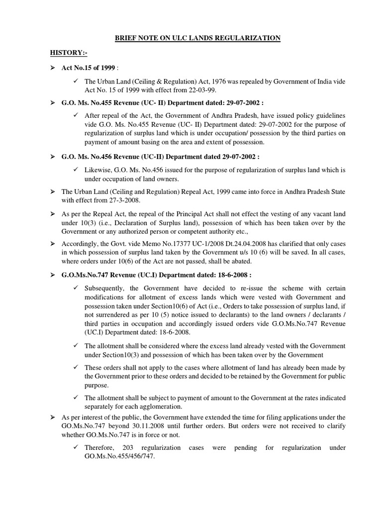 Brief Note On Ulc Lands Regularization | PDF | Private Law | Justice