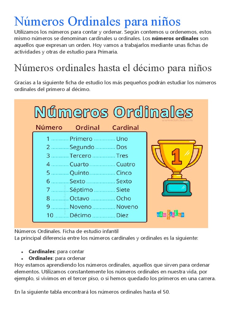 Numeros Ordinales | PDF