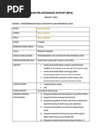 Rancangan Perlaksanaan Aktiviti (Rpa) : (Taska Permata NCDRC Upsi) | PDF