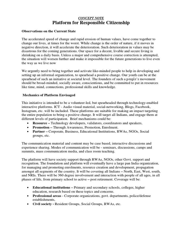 Concept Note - Responsible Citizens | PDF | Communication