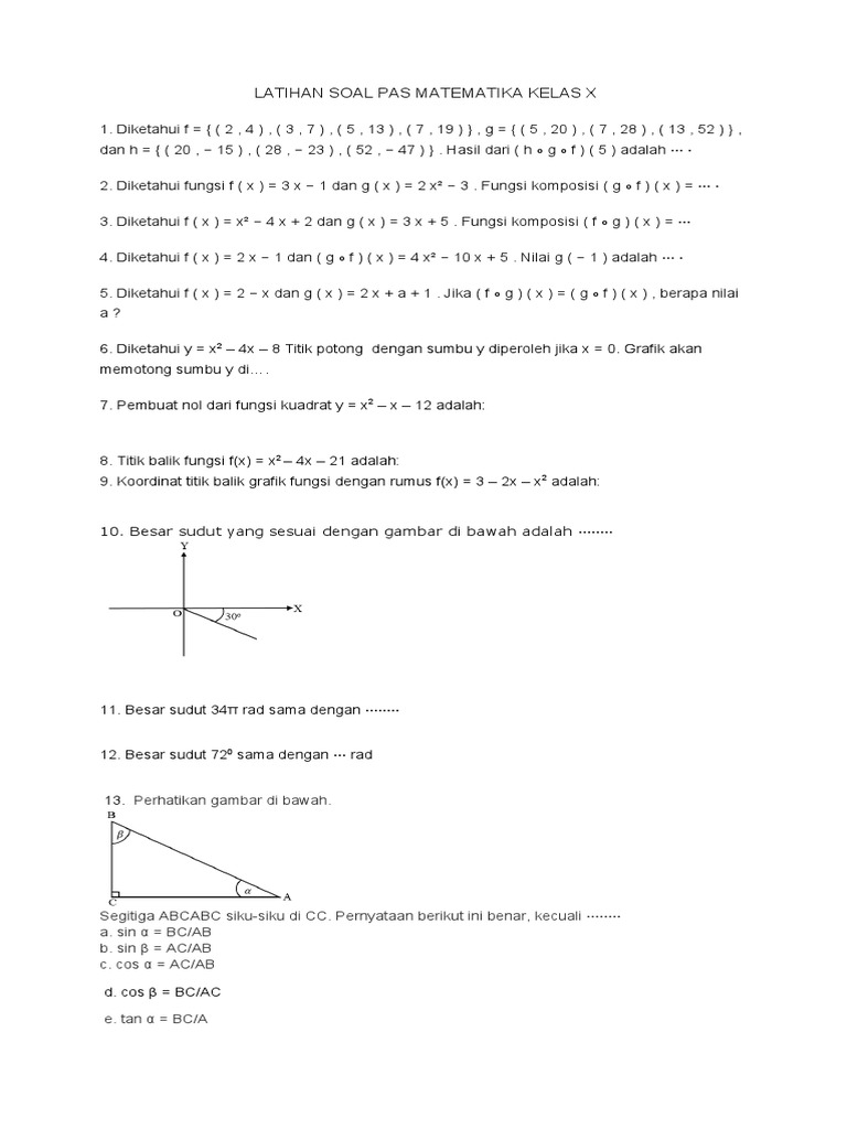 LATIHAN Soal Pas Matematika Kelas X | PDF | Metode & Bahan Ajar