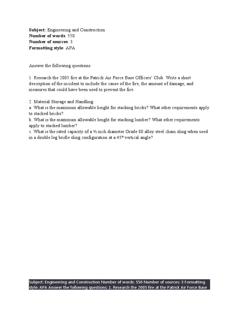 Engineering and Construction | PDF | Apa Style | Fires