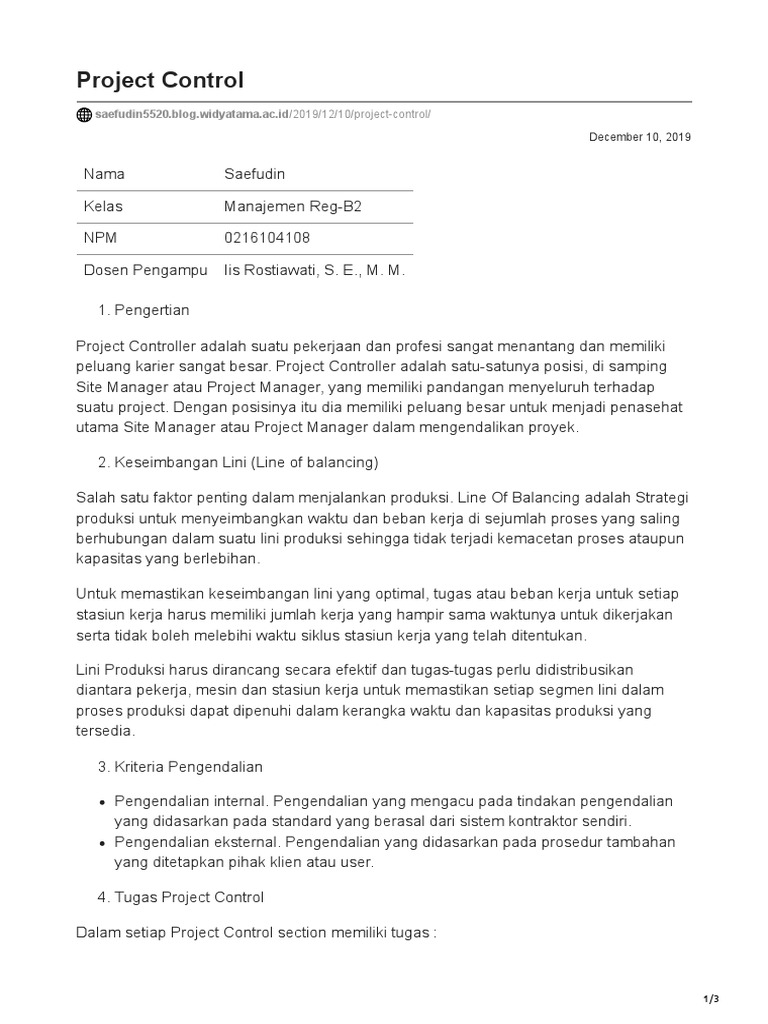 About Project Control | PDF