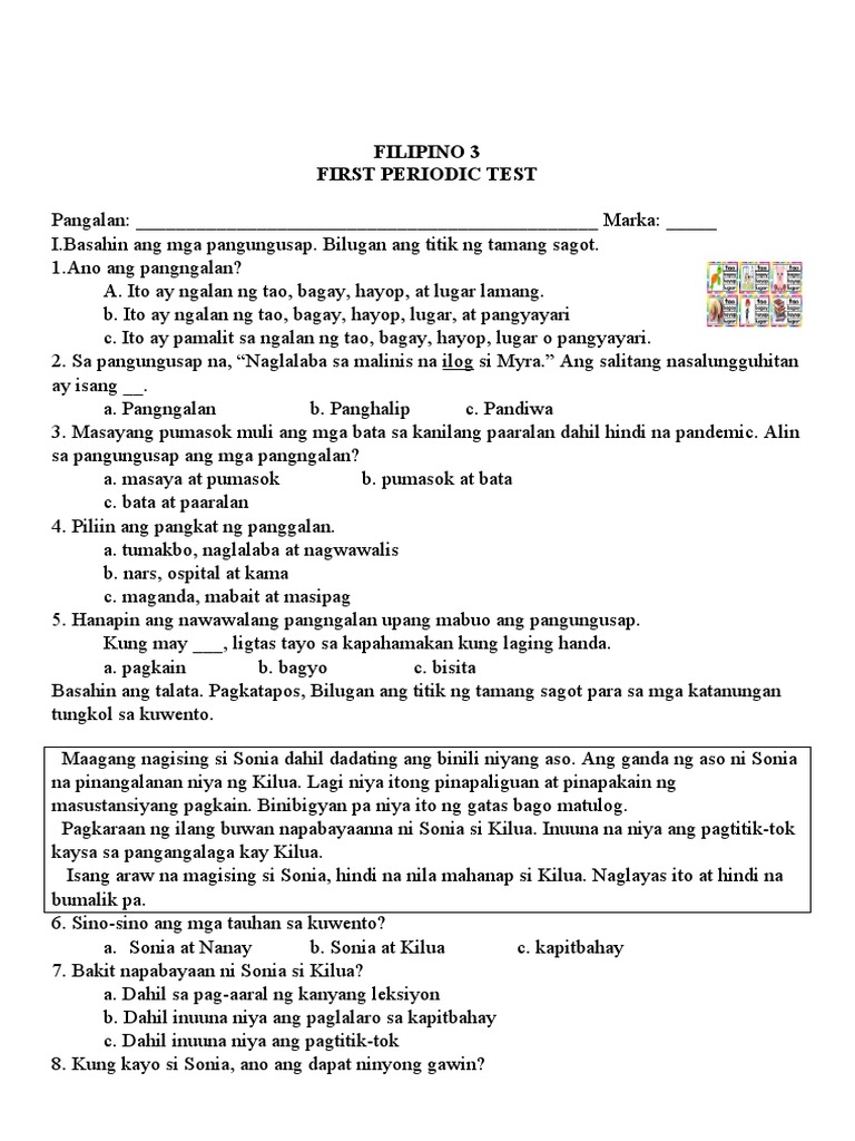 Filipino 3 First Periodic Test | PDF
