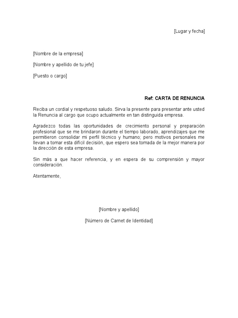 Ref: Carta de Renuncia | PDF