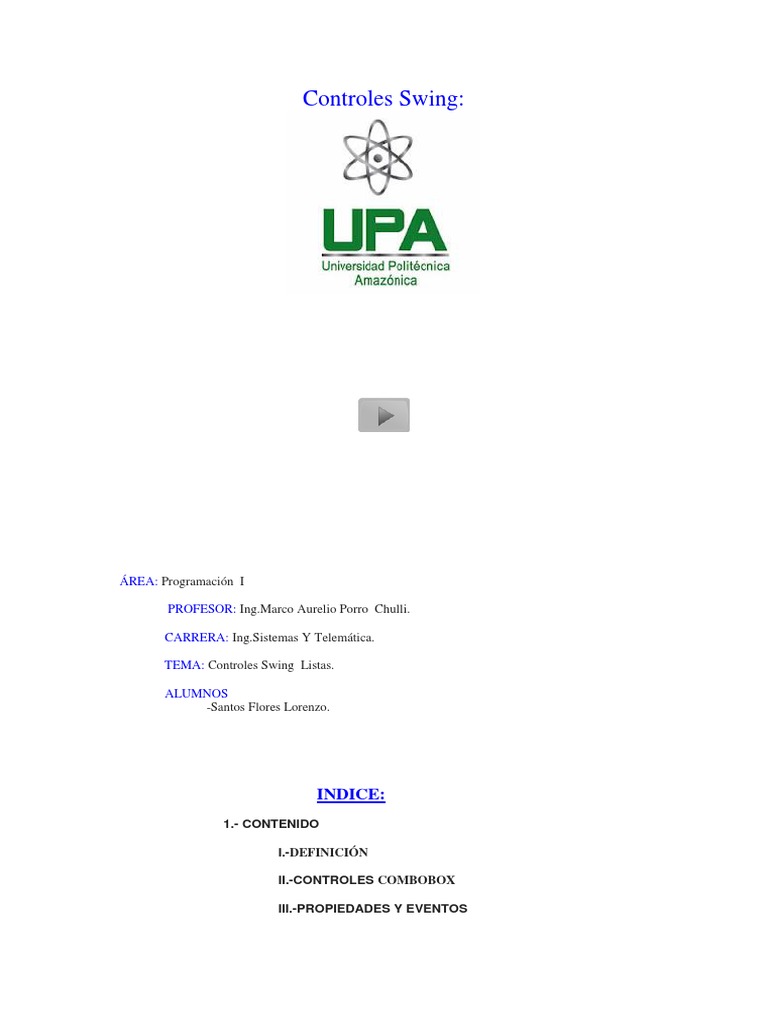 Controles Swing | PDF | Objeto (informática) | Java (lenguaje de ...