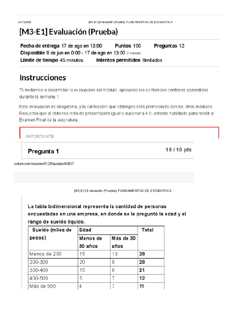 (M3-E1) Evaluación (Prueba) | PDF