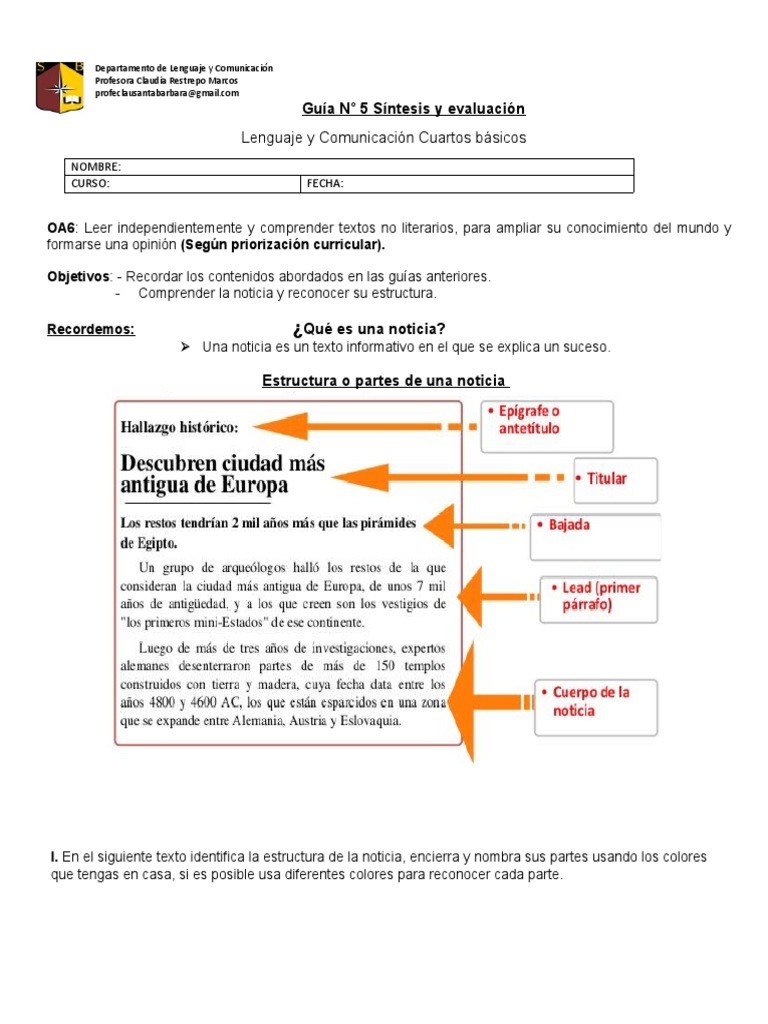 4°lenguaje Guía N°5 Ev. Formativa | PDF | Narración | Fábula