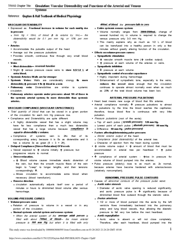 Guyton Hall Physiology Chapter 15 Pdf Pdf Blood Pressure Pulse