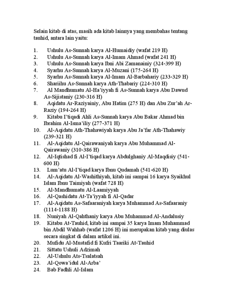 Kitab Rujukan Tauhid Salafi | PDF