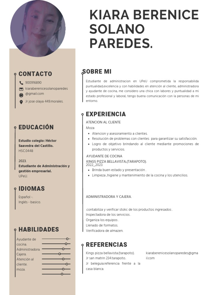 Perfil Profesional de Kiara Solano | PDF